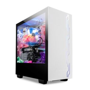 ibuypower snowblind s 19" translucent customizable side-panel lcd display 1280 x 1024 resolution mid-tower desktop computer gaming case 3 x 120 millimeter fans secc steel, white