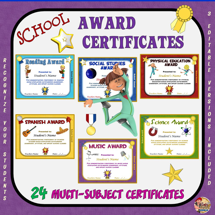 SCHOOL AWARDS- 24 Multi-Subject Certificates