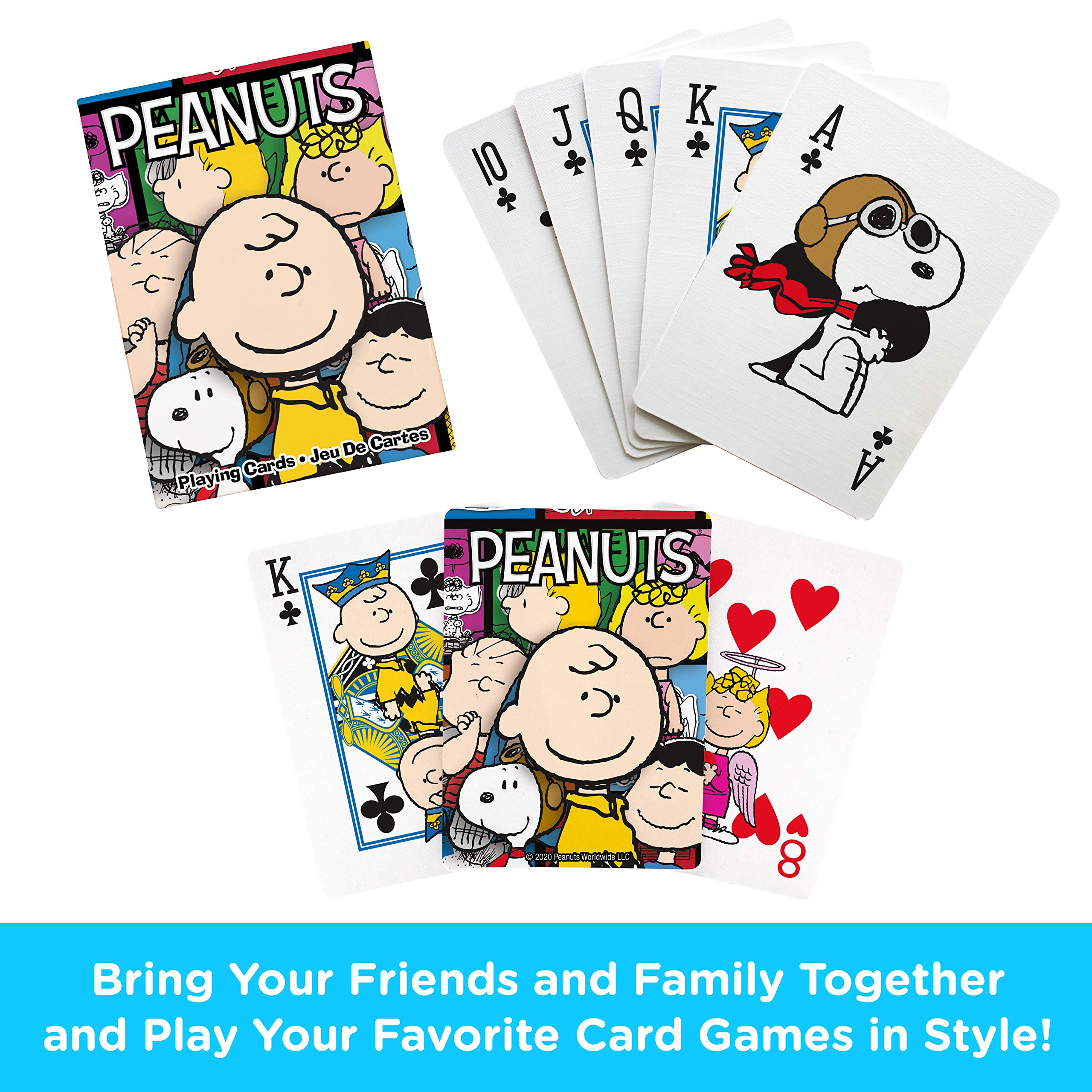 AQUARIUS Peanuts Playing Cards - Peanuts Cast Deck of Cards for Your Favorite Card Games - Officially Licensed Peanuts Merchandise & Collectibles - Poker Size with Linen Finish