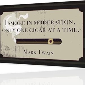 One Cigar At A Time Man Cave Tin Sign 12" x 8" Mark Twain Quote Cigar Lounge Garage Bar Smoke Shop Decor