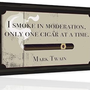 One Cigar At A Time Man Cave Tin Sign 12" x 8" Mark Twain Quote Cigar Lounge Garage Bar Smoke Shop Decor