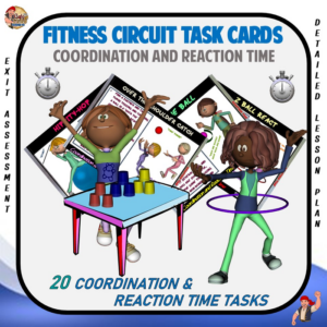 fitness circuit task cards- “coordination and reaction time”- great for distance learning