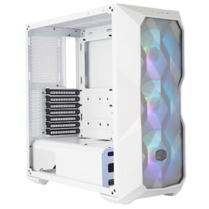 Cooler Master MasterBox TD500 Mesh White Airflow ATX Mid-Tower with Polygonal Mesh Front Panel, Crystalline Tempered Glass, E-ATX up to 10.5", Three 120mm ARGB Lighting Fans