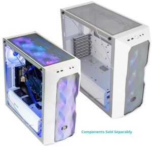 Cooler Master MasterBox TD500 Mesh White Airflow ATX Mid-Tower with Polygonal Mesh Front Panel, Crystalline Tempered Glass, E-ATX up to 10.5", Three 120mm ARGB Lighting Fans