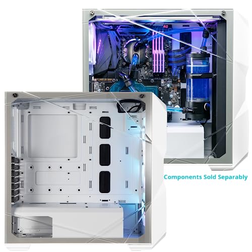 Cooler Master MasterBox TD500 Mesh White Airflow ATX Mid-Tower with Polygonal Mesh Front Panel, Crystalline Tempered Glass, E-ATX up to 10.5", Three 120mm ARGB Lighting Fans