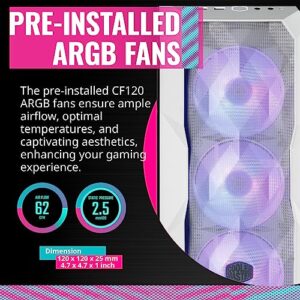 Cooler Master MasterBox TD500 Mesh White Airflow ATX Mid-Tower with Polygonal Mesh Front Panel, Crystalline Tempered Glass, E-ATX up to 10.5", Three 120mm ARGB Lighting Fans