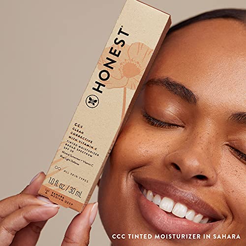 Honest Beauty CCC Clean Corrective with Vitamin C Tinted Moisturizer | Mineral SPF 30 | Vegan + Cruelty Free | Sahara Medium Deep, 1 fl oz