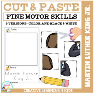 cut and paste fine motor skills puzzle worksheets: martin luther king day