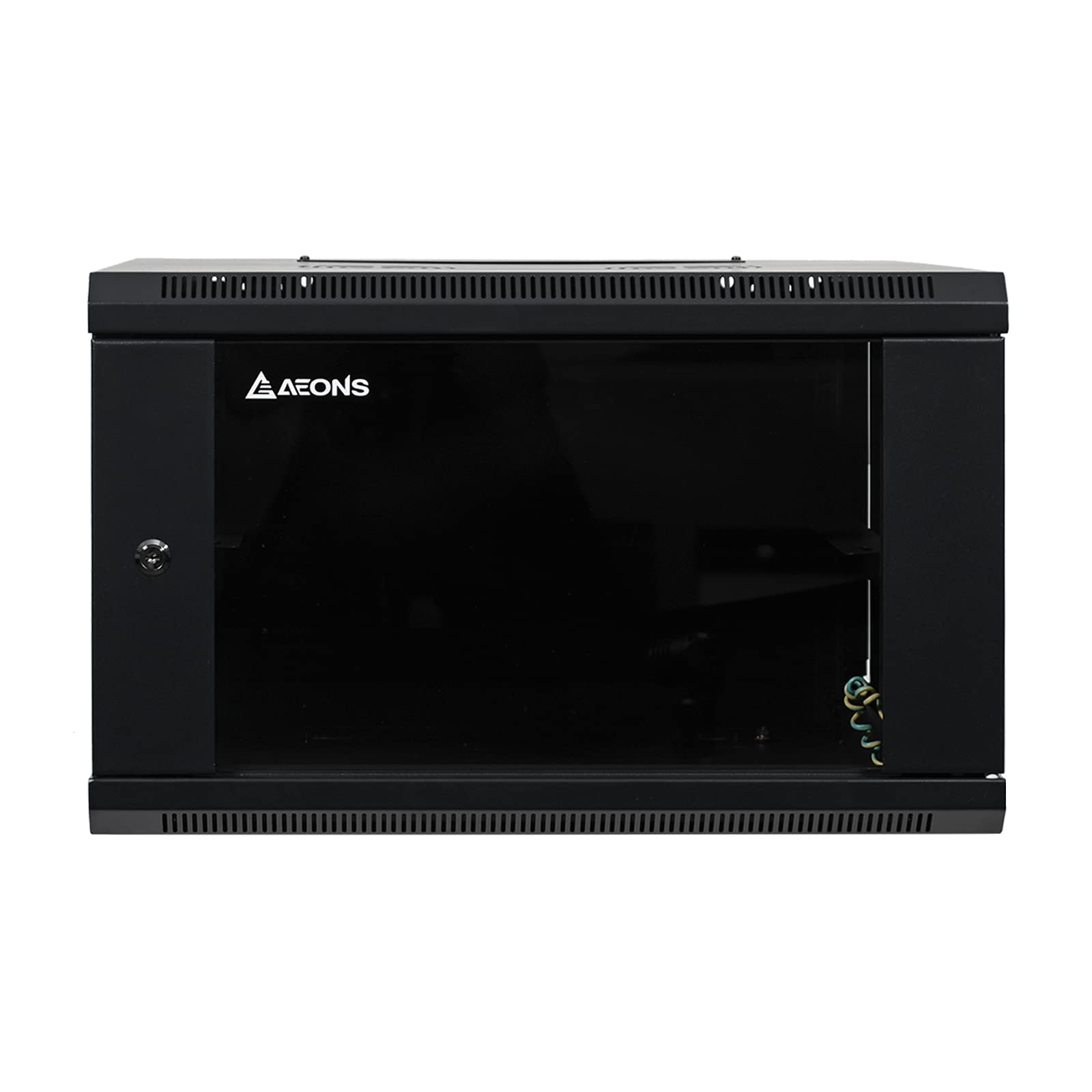 AEONS 6U Professional Wall Mount Network Server Cabinet Enclosure 19-Inch Server Network Rack with Glass Door 16-Inches Deep Black (Fully Assembled