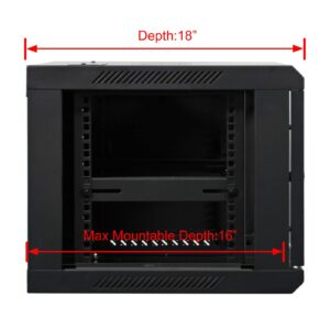 AEONS 6U Professional Wall Mount Network Server Cabinet Enclosure 19-Inch Server Network Rack with Glass Door 16-Inches Deep Black (Fully Assembled