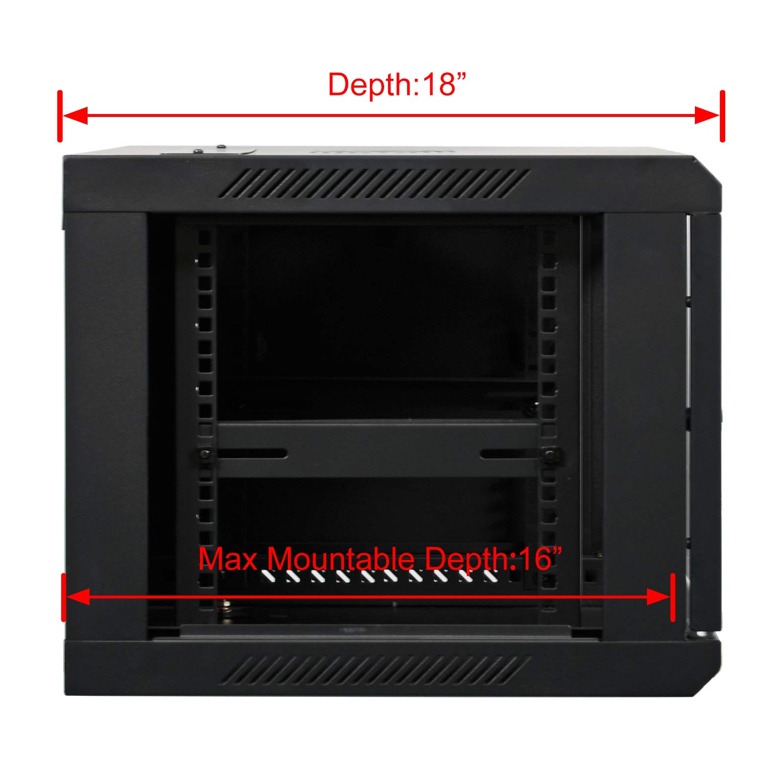 AEONS 6U Professional Wall Mount Network Server Cabinet Enclosure 19-Inch Server Network Rack with Glass Door 16-Inches Deep Black (Fully Assembled