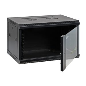 AEONS 6U Professional Wall Mount Network Server Cabinet Enclosure 19-Inch Server Network Rack with Glass Door 16-Inches Deep Black (Fully Assembled