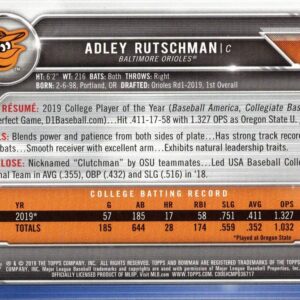 2019 Bowman Draft Picks Baseball #BD-1 Adley Rutschman Pre-Rookie Card - 1st Bowman Card