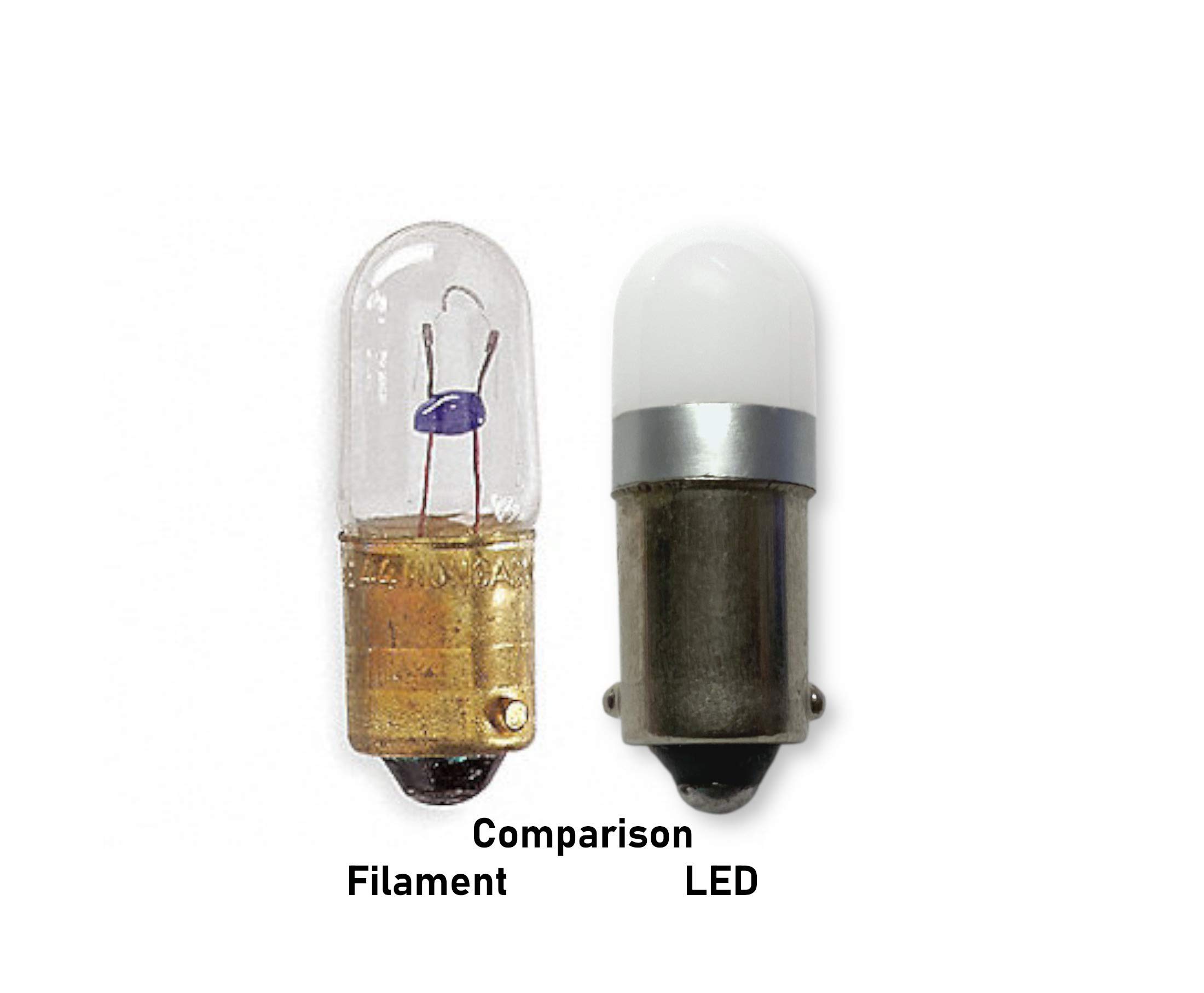 #313 Miniature Bayonet Bulb LED Replacement (2-Pack) | 28vdc | Ba9s Base | Bulb Shape: T3 1/4 | Replaces Bulb Numbers: 313 1818 1819 1820 1820BTS 1829 1843 1864 1873 757 1437 (2-Pack; Warm White)