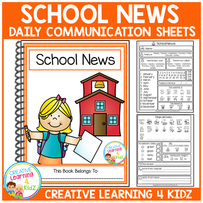 School News Daily Communication Sheets Special Education