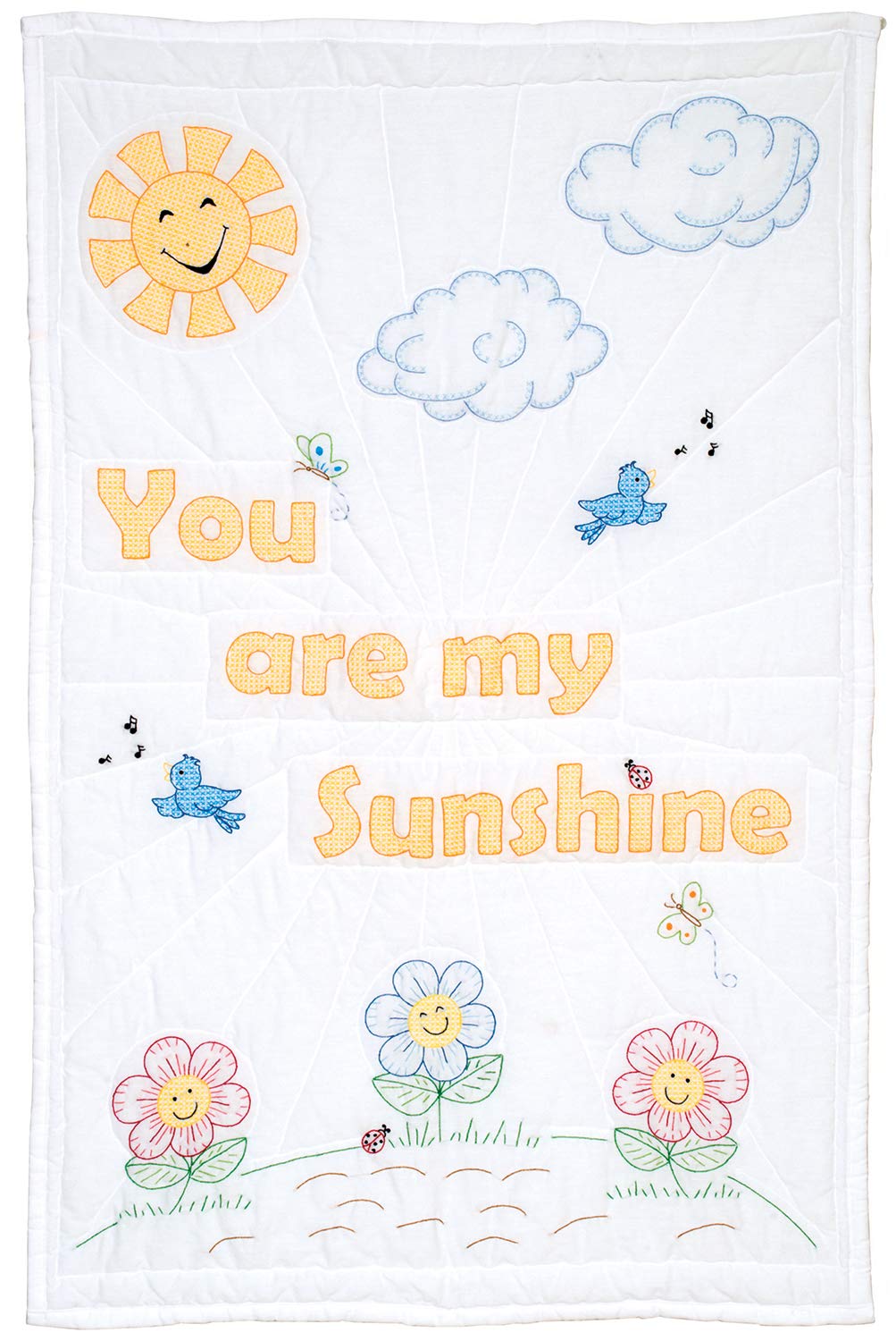 Jack Dempsey Needle Art You are My Sunshine Baby Quilt, White, Crib