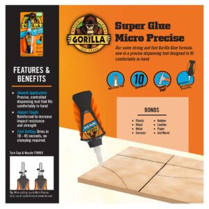 Gorilla Micro Precise Super Glue, 5.5 Gram, Clear, (Pack of 1)