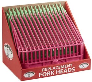 little giant durafork pitch fork replacement heads (multipack) durable polycarbonate stable fork head with angled tines (2 hot pink heads, 2 lime green heads) (item no. pdf103disp)