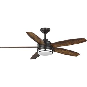 progress lighting albin collection 54" indoor/outdoor five-blade bronze ceiling fan