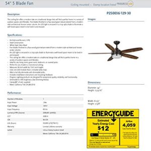 Progress Lighting Albin Collection 54" Indoor/Outdoor Five-Blade Bronze Ceiling Fan