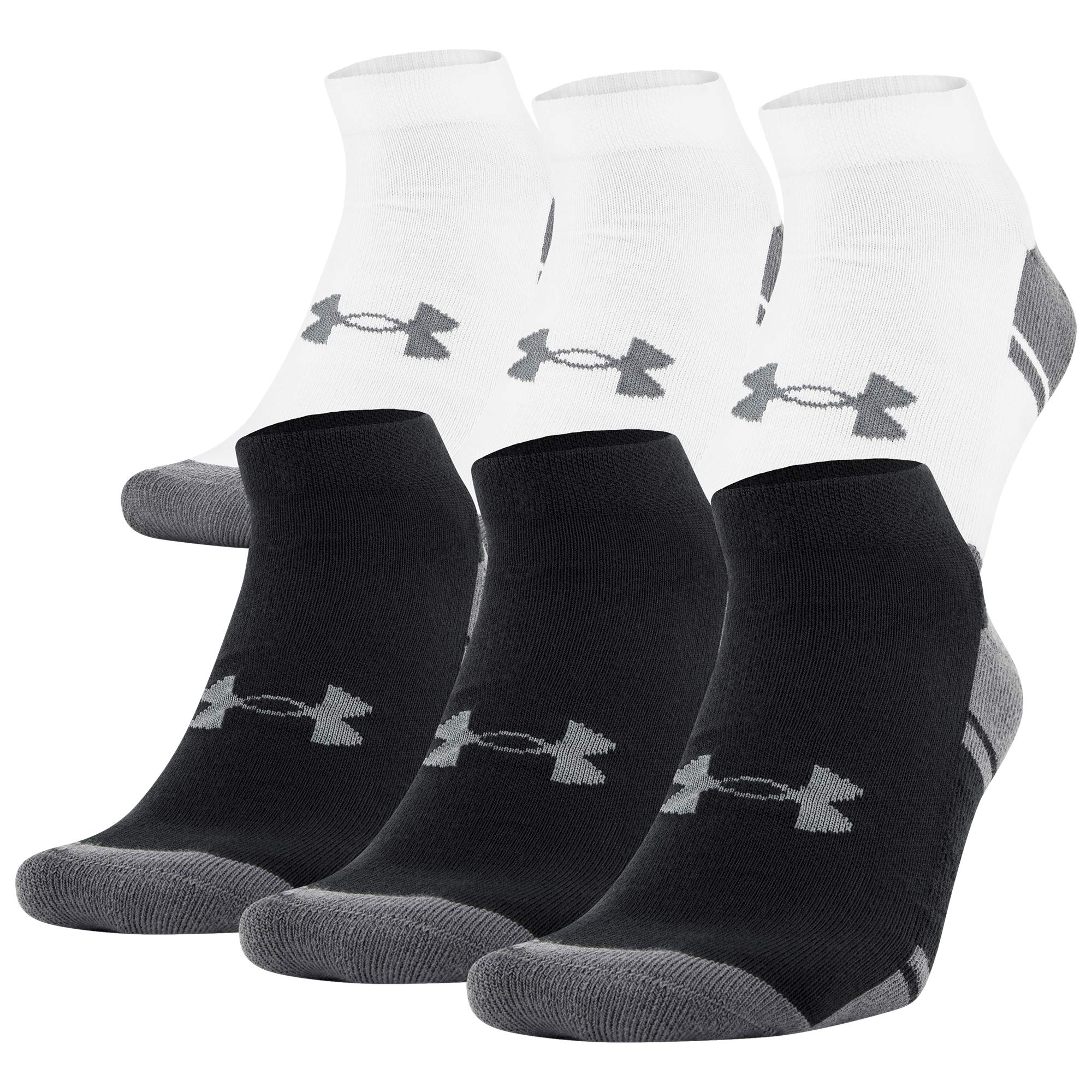 Under Armour Adult Resistor 3.0 Low Cut Socks, Multipairs, Black/White (6-Pairs), Large