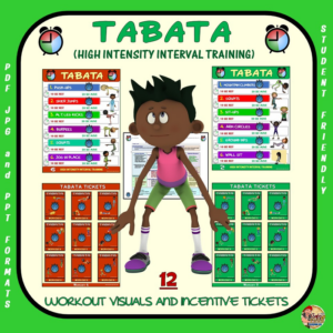 pe activity: tabata (high intensity interval training)- 12 visuals and tickets- great for distance learning