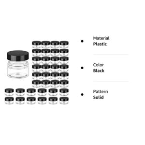 SATINIOR 36 Pieces Plastic Jars Round Clear Leak Proof Cosmetic Container Jars with Inner Liners and Lids for Lotions Ointments Travel Make Up Storage (1 oz, Black)