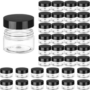 satinior 36 pieces plastic jars round clear leak proof cosmetic container jars with inner liners and lids for lotions ointments travel make up storage (1 oz, black)