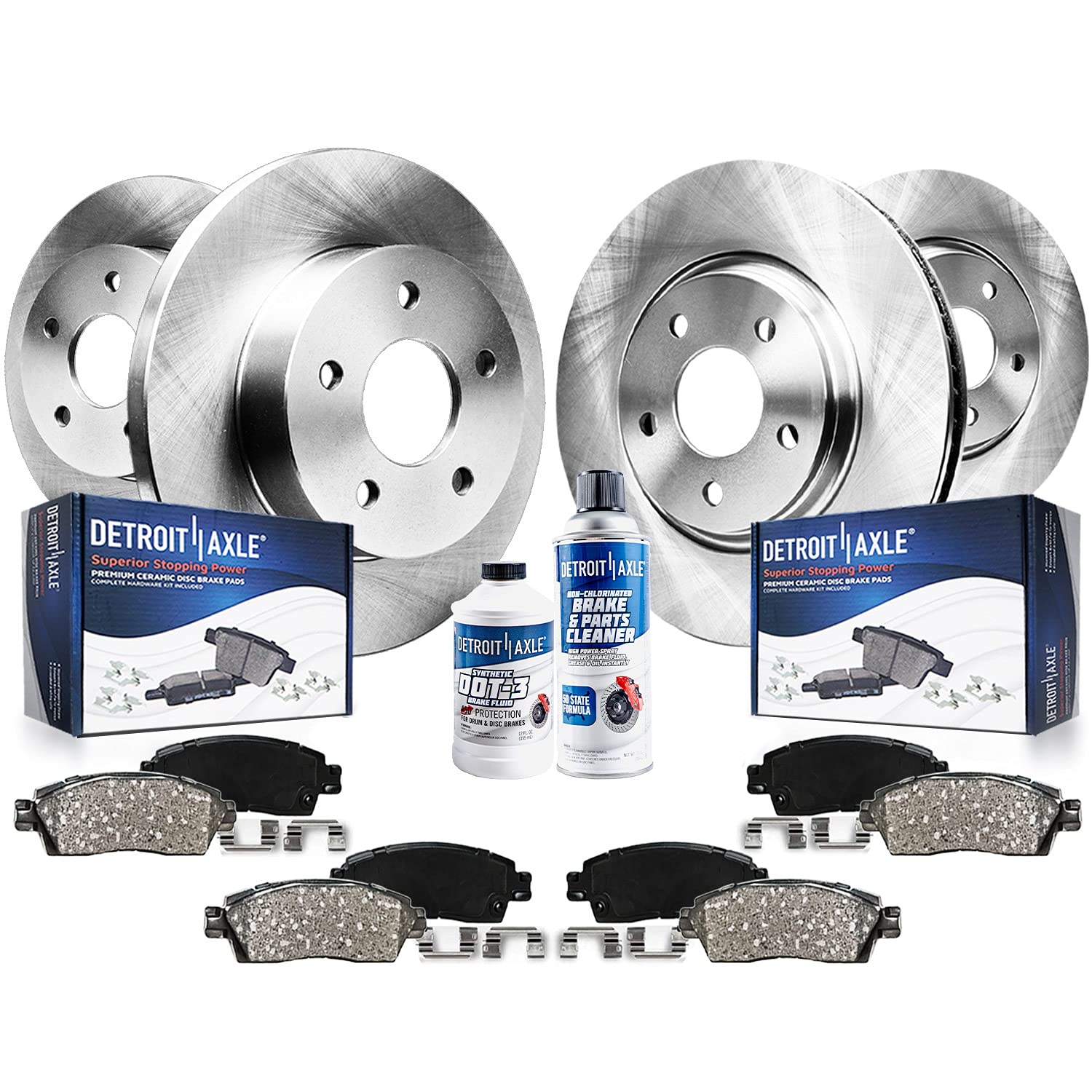 Detroit Axle - Brake Kit for Ford Explorer Flex Taurus Lincoln MKS MKT Brake Rotors and Ceramic Brakes Pads Replacement : 12.80" inch Front and 12.99 inch Rear Rotors