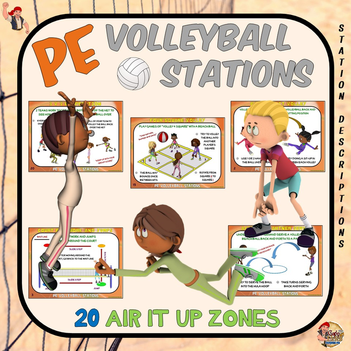 PE Volleyball Stations- 20 "Air it Up" Zones