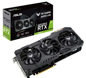 asus tuf gaming nvidia geforce rtx 3060 ti oc edition graphics card (pcie 4.0, 8gb gddr6, hdmi 2.1 , displayport 1.4a, dual ball fan bearings, military-grade certification, gpu tweak ii), black