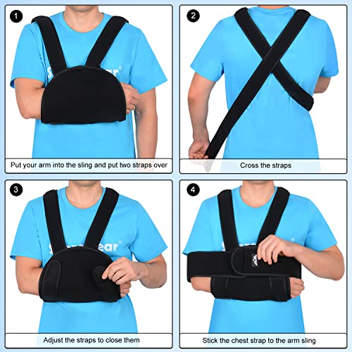 supregear Arm Sling Shoulder Immobilizer, Adjustable Lightweight Medical Comfortable Shoulder Support Breathable Rotator Cuff Brace for Broken Fractured Bones Dislocation, Can Be Used Day or Night