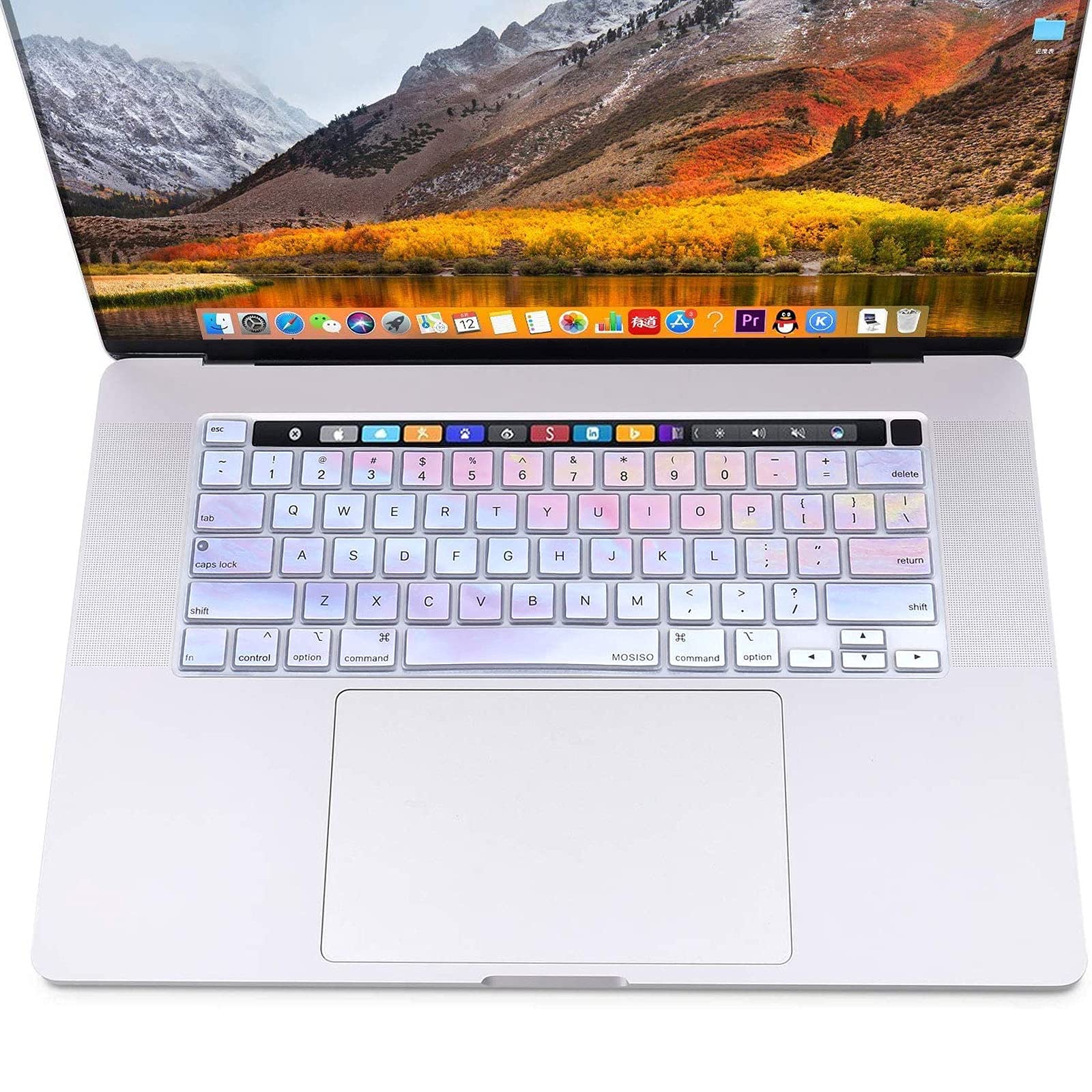 MOSISO Keyboard Cover Silicone Skin Compatible with MacBook Pro 13 inch M2 2023, 2022, 2021 2020 M1 A2338 A2289 A2251 & Compatible with MacBook Pro 16 inch 2020 2019 A2141 Touch ID, Colorful Clouds