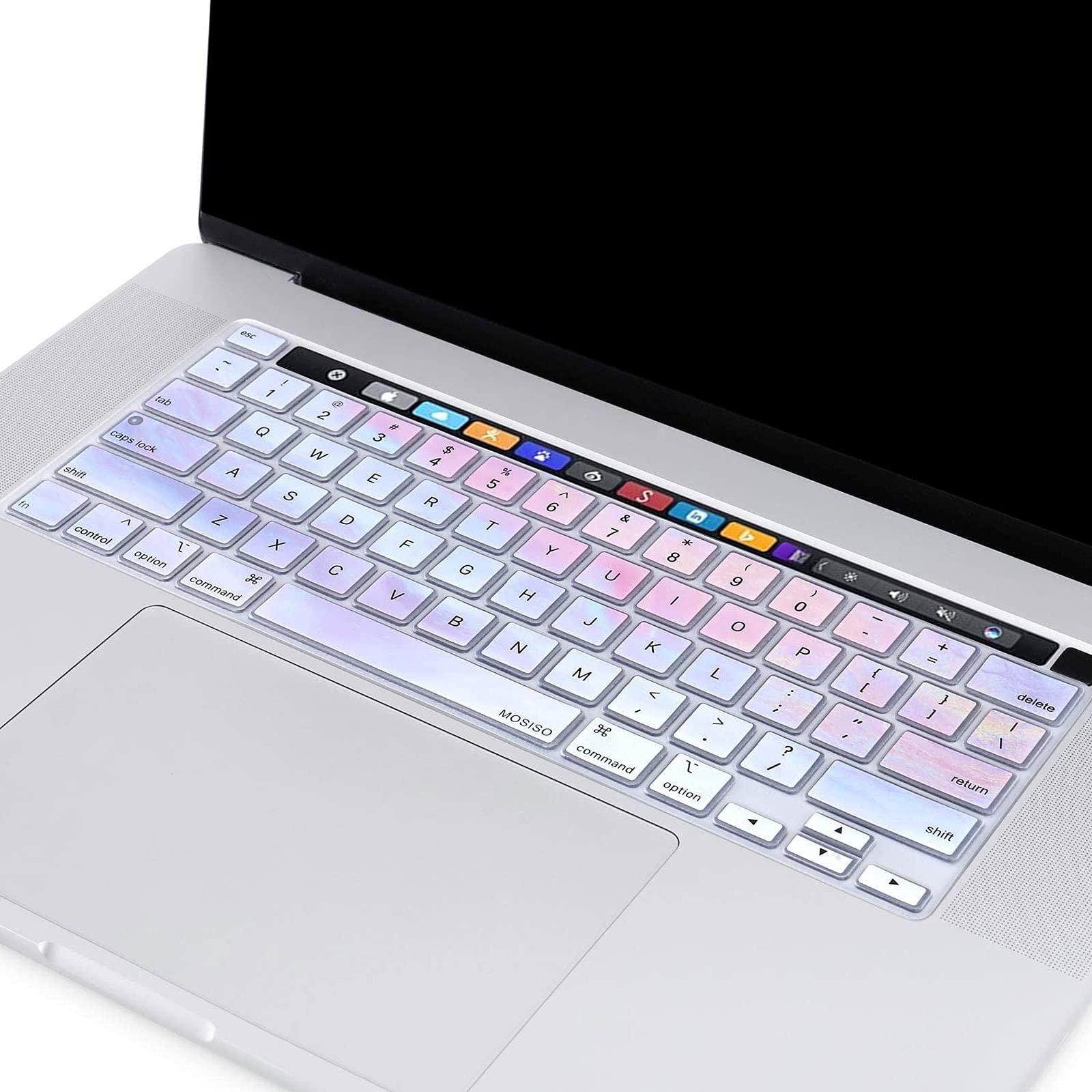 MOSISO Keyboard Cover Silicone Skin Compatible with MacBook Pro 13 inch M2 2023, 2022, 2021 2020 M1 A2338 A2289 A2251 & Compatible with MacBook Pro 16 inch 2020 2019 A2141 Touch ID, Colorful Clouds