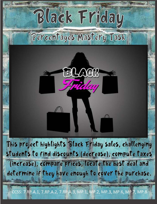 Black Friday Mastery Task – Project Based Learning (PBL) with Math