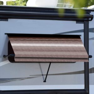 CAREFREE IF0508A62/ICJV01 Sierra Brown Dune Stripe 5' RV SL Standard Vinyl Window Awning, Black Arms-Choose Options