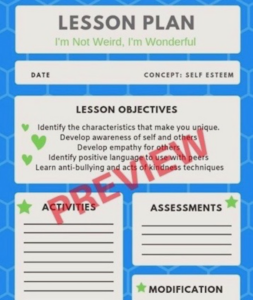 "i'm not weird, i'm wonderful!" lesson plan template