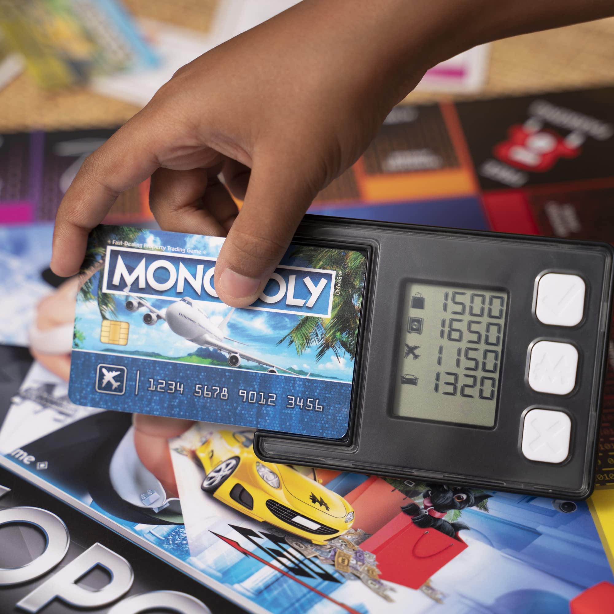 Hasbro Gaming Monopoly Super Electronic Banking Board Game, Electronic Banking Unit, Choose Your Rewards, Cashless Gameplay Tap Technology, for Ages 8 and Up