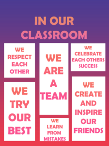 in our classroom gradient purple and pink 18x24 posters