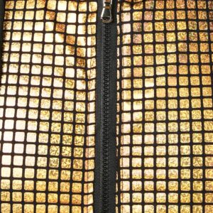 ZEROYAA Mens Hipster Metallic Sequins Zip Up Sleeveless Hooded Vest T Shirt with Kangaroo Pocket ZLSV17 Gold X-Large