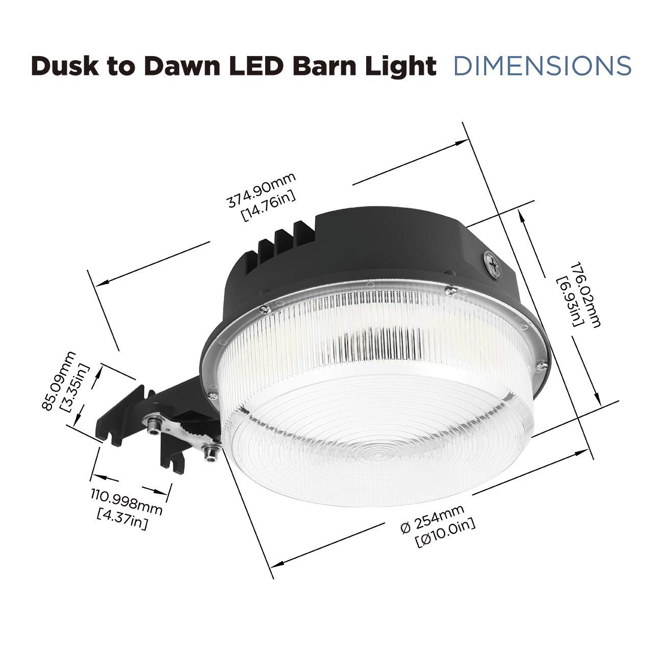 Amptonica LED Barn Light 75W, 9000LM Dusk to Dawn Security Area Light with Photocell, 5000K Daylight, IP65 Waterproof, ETL Listed for Yard Patio Farm