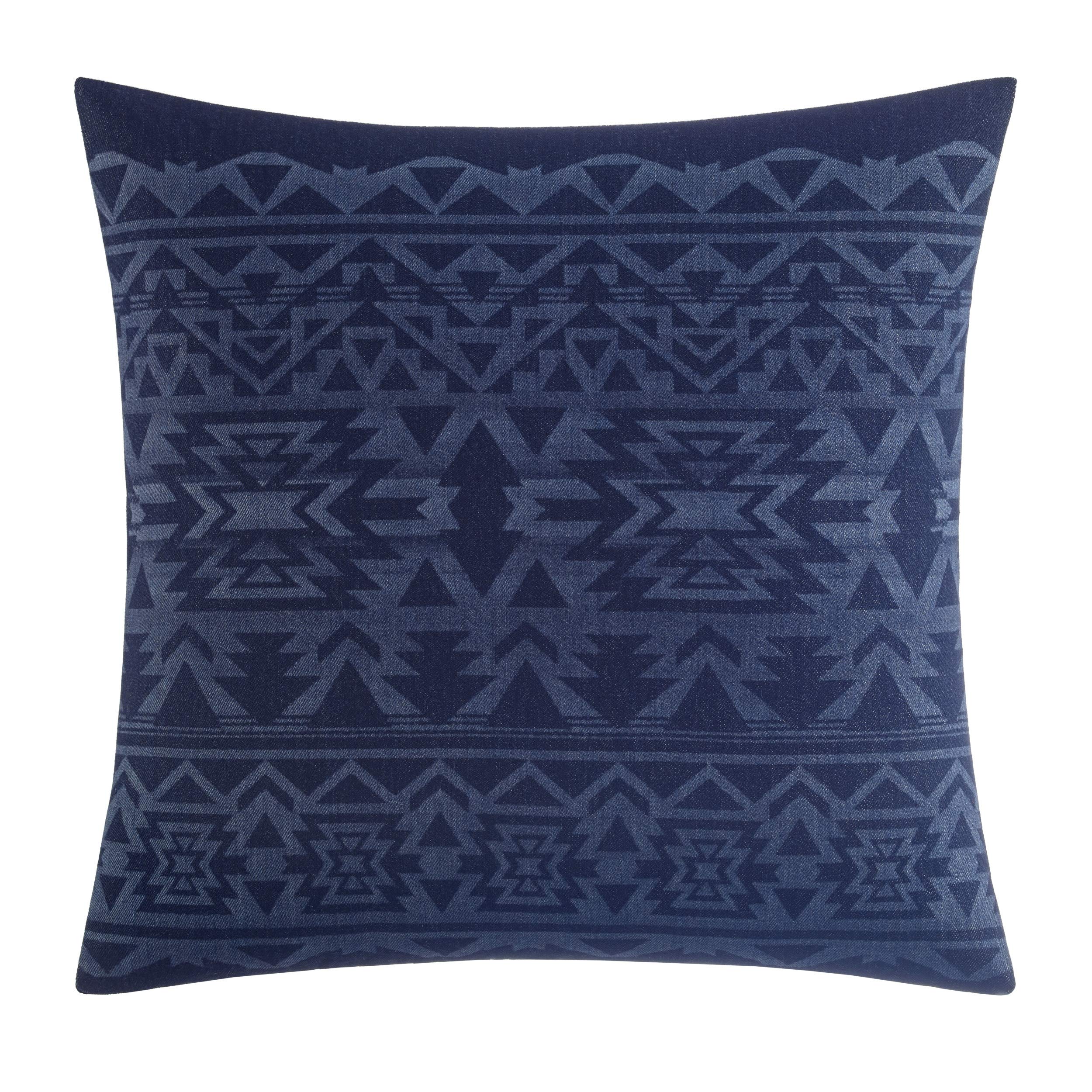 Eddie Bauer Home | Crescent Lake Collection | 100% Cotton Aztec Design Decorative Throw Pillow/Sham, Zipper Closure, Easy Care Machine Washable, 1 Count (Pack of 1), Blue