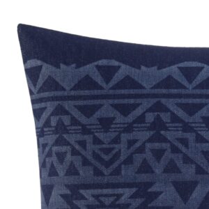 Eddie Bauer Home | Crescent Lake Collection | 100% Cotton Aztec Design Decorative Throw Pillow/Sham, Zipper Closure, Easy Care Machine Washable, 1 Count (Pack of 1), Blue