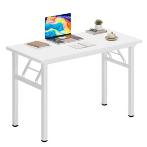 dlandhome folding desk small desk 31.5 inches small computer desk for home office folding table writing table for small spaces no assembly required white & white frame