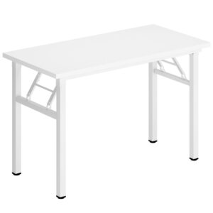 DlandHome Folding Desk Small Desk 31.5 inches Small Computer Desk for Home Office Folding Table Writing Table for Small Spaces No Assembly Required White & White Frame