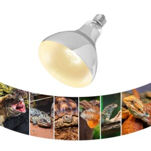 WACOOL Reptile Heat Lamp UVA UVB Reptile Light All in One, Simulated Full Spectrum Basking Sunlight Bulb for Reptile Amphibian Tortoise Snake Gecko Bearded Dragon Use + UVB Sensor Card 1PC