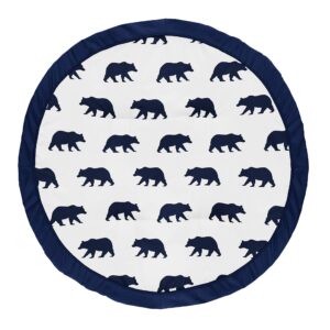 sweet jojo designs woodland bear boy baby playmat tummy time infant play mat - navy blue and white