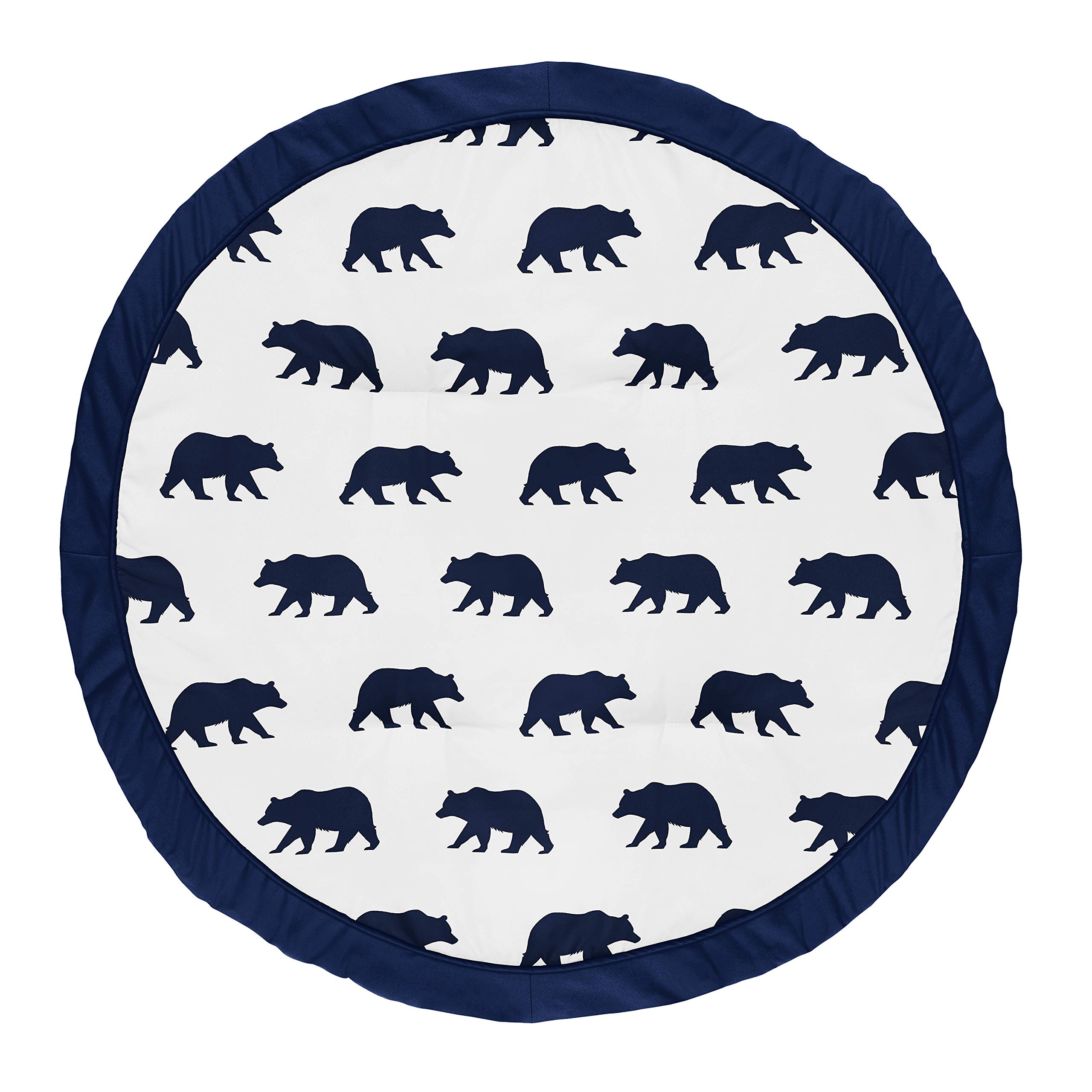 Sweet Jojo Designs Woodland Bear Boy Baby Playmat Tummy Time Infant Play Mat - Navy Blue and White