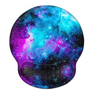 tolulu mouse pad with wrist rest support, gel cute mouse pads non slip rubber base mousepad, ergonomic mouse wrist rest pad for laptop computer home office working gaming pain relief, nebula galaxy