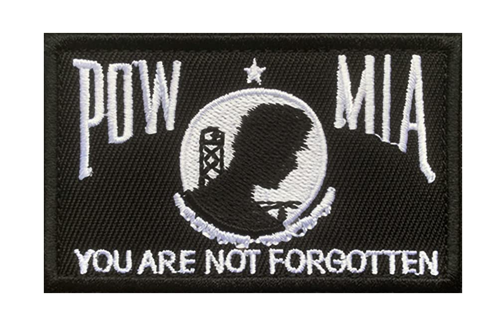 Antrix 2 Pcs POW MIA You are NOT Forgotten Applique Insignia Emblems Hook and Loop Military Badge Patch for Backpacks Caps Hats Vests Uniforms Clothes